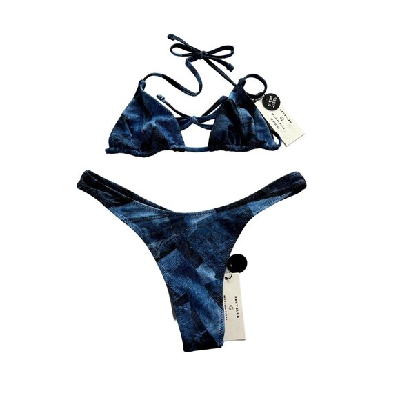 Glassons | Swim | Nwt Glassons Halter Bikini In Denim Patches Blue ...
